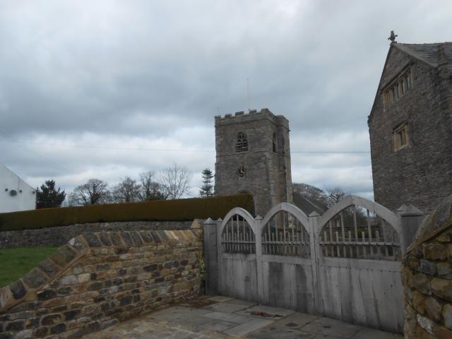 T:UK - Great Mitton Church Tower All Hallows Flagstaff
