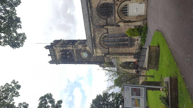 T:UK - Wetherby Church Tower Brass Centre Mark